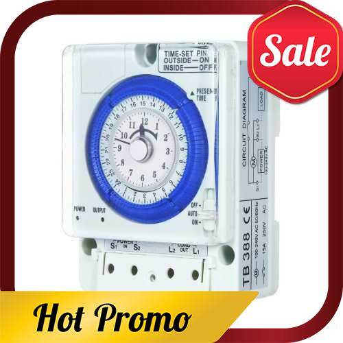 24-Hour Mechanical Timer with Battery 15-Minute Intervals Push Pins Non ...