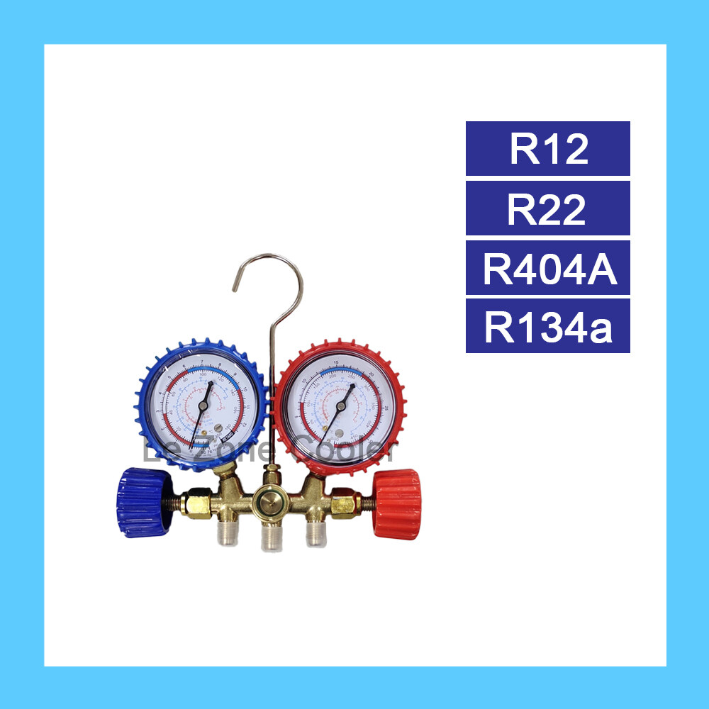 Aircond Dual Manifold Gauge Set Gas Meter Charging Hose - R12 , R22 , R404A R404 , R134a R134