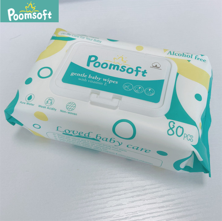 POOMSOFT Non Alcohol Baby Wet Wipes (80 Pcs/Pack)