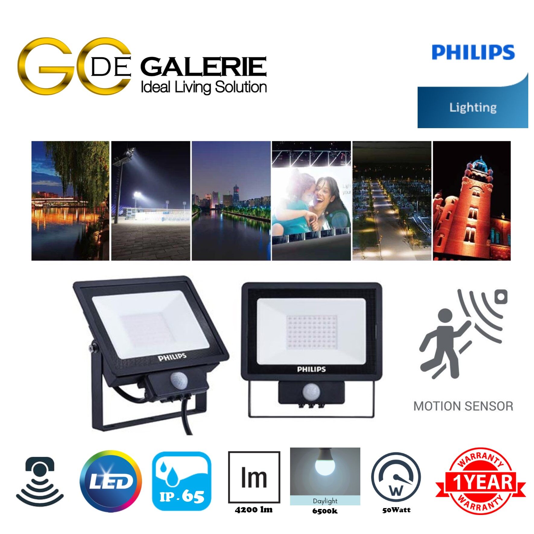PHILIPS ESSENTIAL SMARTBRIGHT G3 LED FLOOD LIGHT SENSOR BVP150 LED42/CW ...