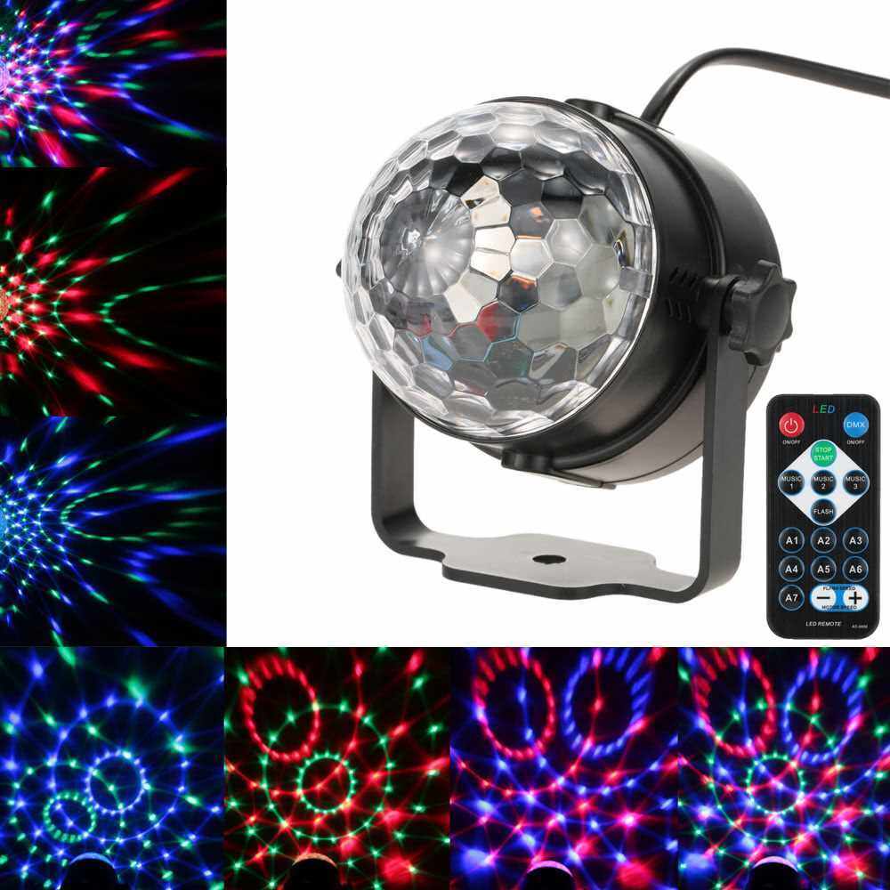 3W RGB Remote Control Mini LED Magic Ball Lamp Stage Effect Light for ...