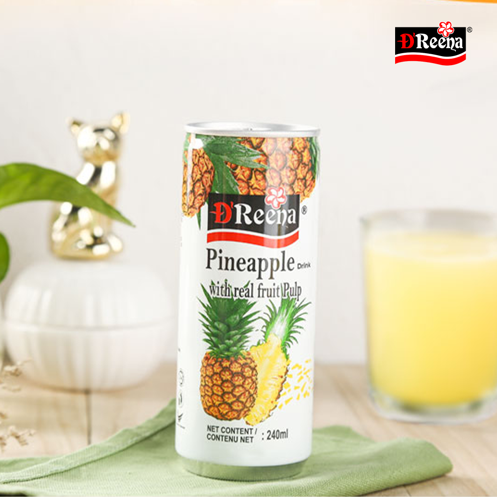 D'Reena Pineapple Juice 240ml DReena Fruit Drink with 100% Real Fruit ...
