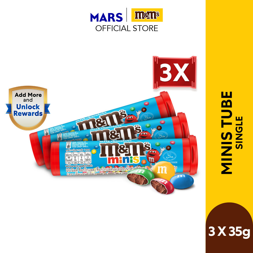 [Bundle of 3] M&M'S Minis Tube Single 35g Chocolate / Milky
