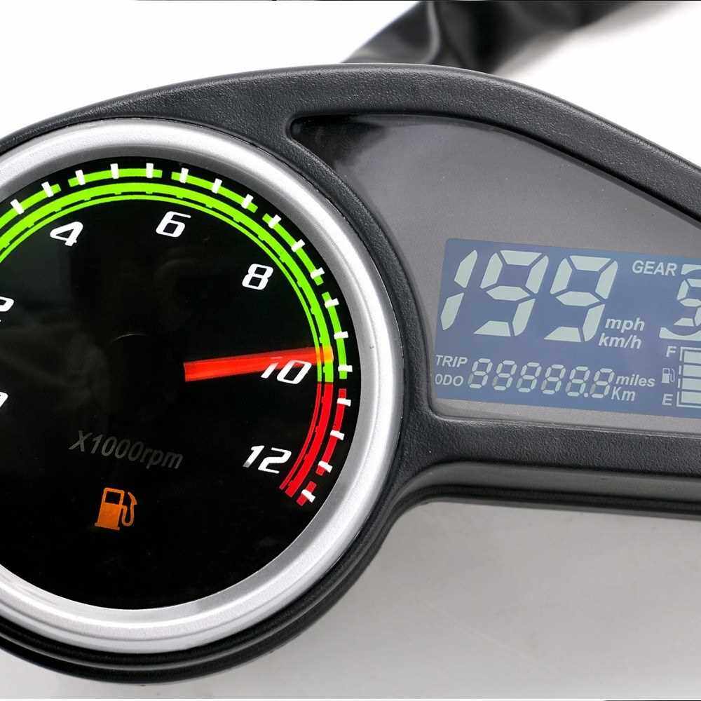 Motorcycle Speedmeter LCD Digital Odometer Gauge Tachometer Meter Fuel ...