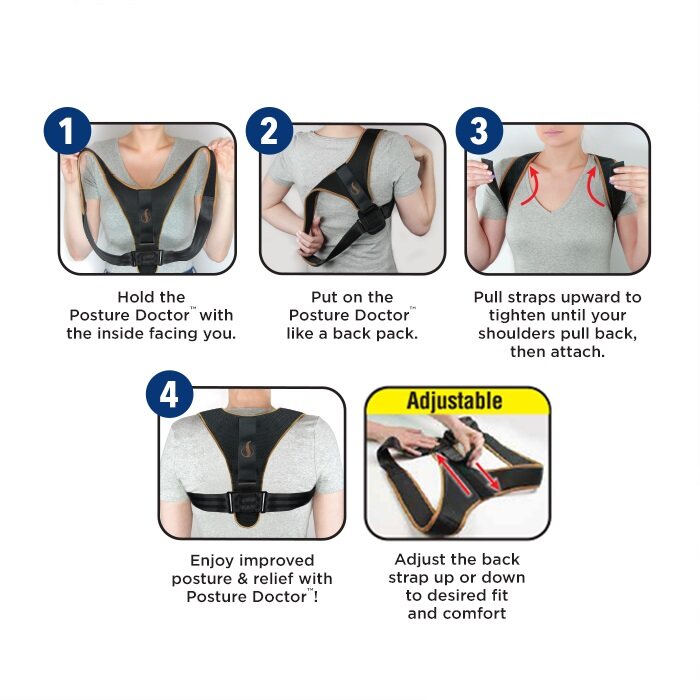 Perfect Copper Infused Support Compression Black Posture Doctor Anti ...