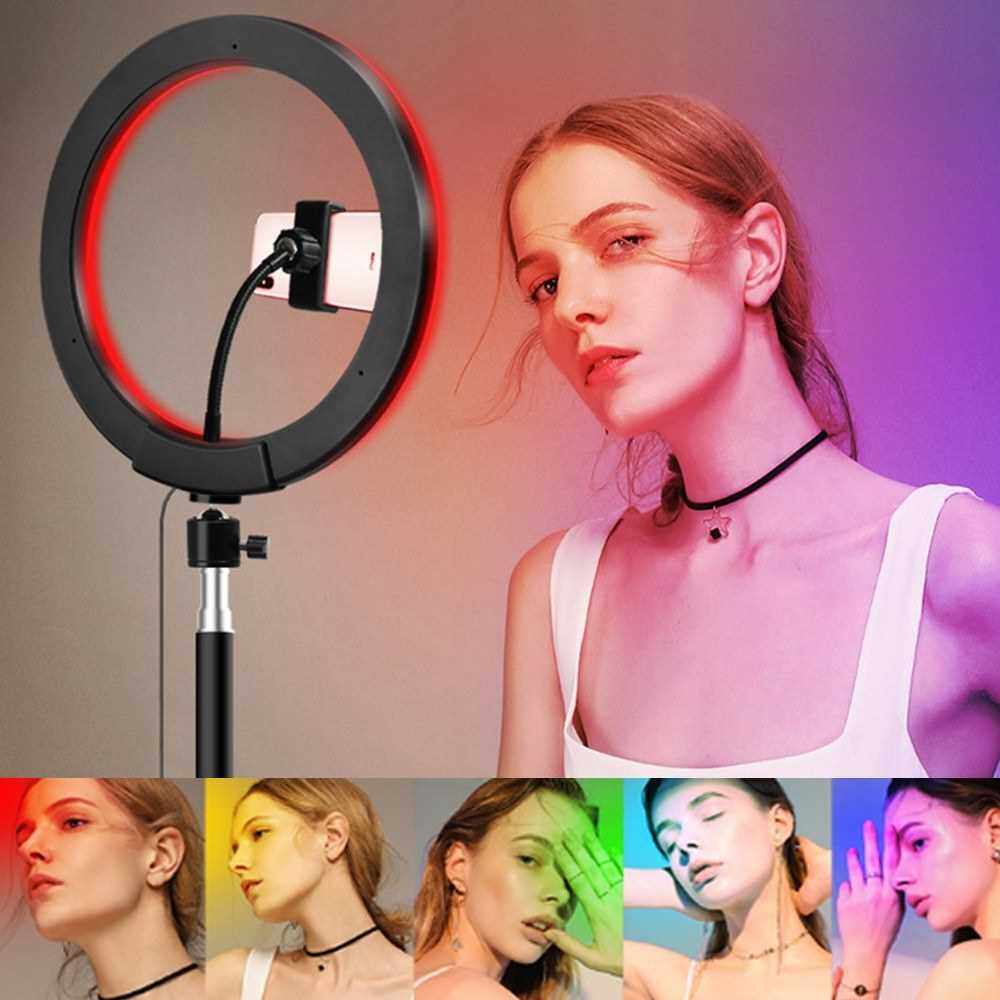 RGB LED Light 10 Inches Ring Light Ringlight Lighting Kit Adjustable ...