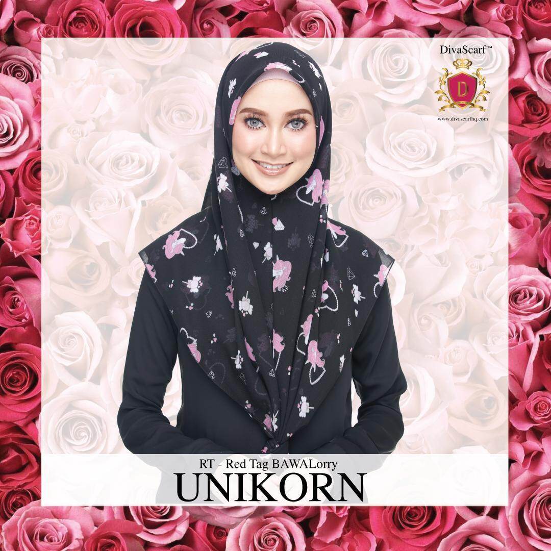 Diva Scarf - Tudung Bawal - Red Tag - Unicorn | New PGMall