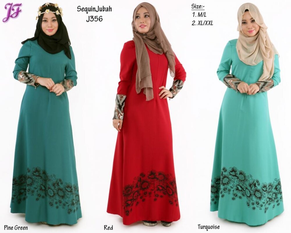 JF Fashion Amani Sequin Jubah Dress J356 (Black) Black Int:M|L | PGMall