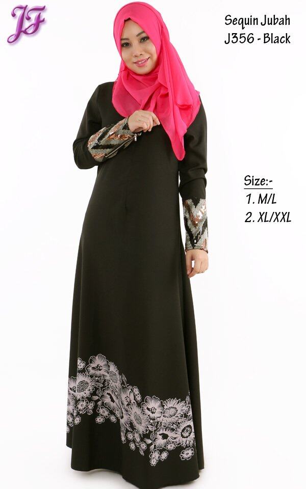 JF Fashion Amani Sequin Jubah Dress J356 (Black) Black Int:M|L | PGMall