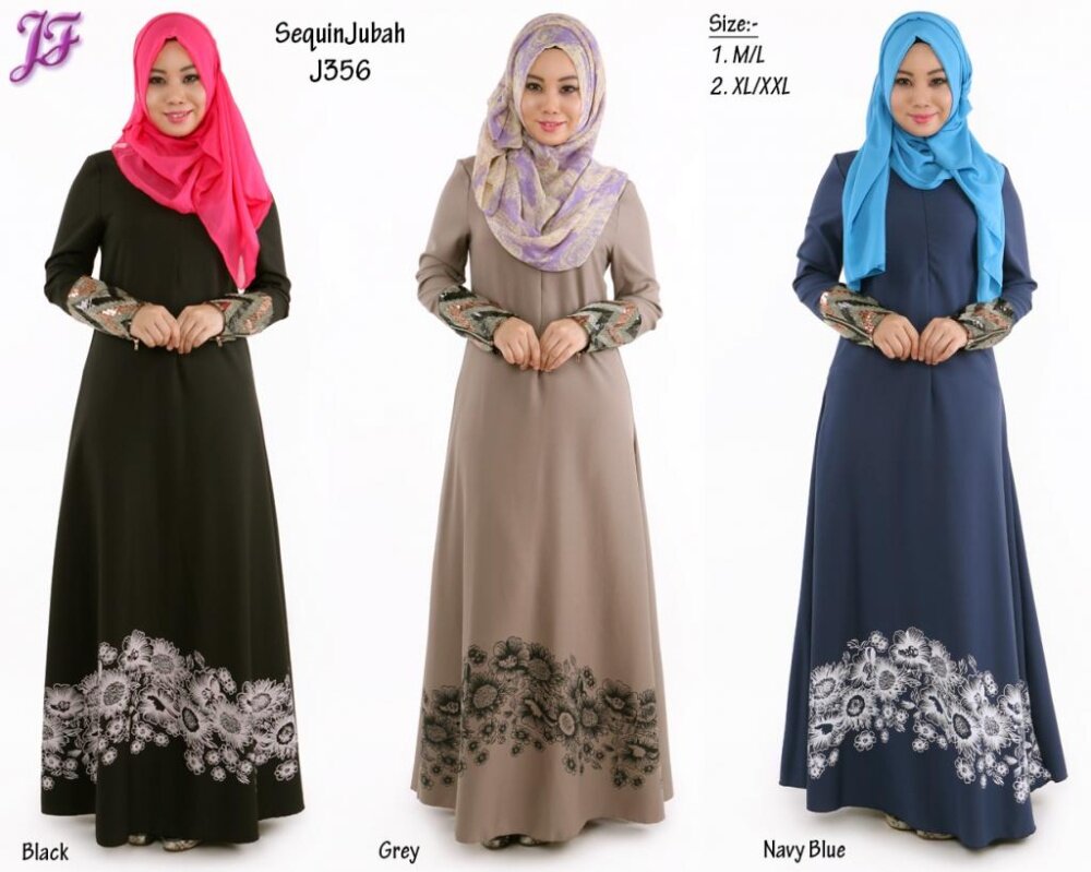 JF Fashion Amani Sequin Jubah Dress J356 (Black) Black Int:M|L | PGMall