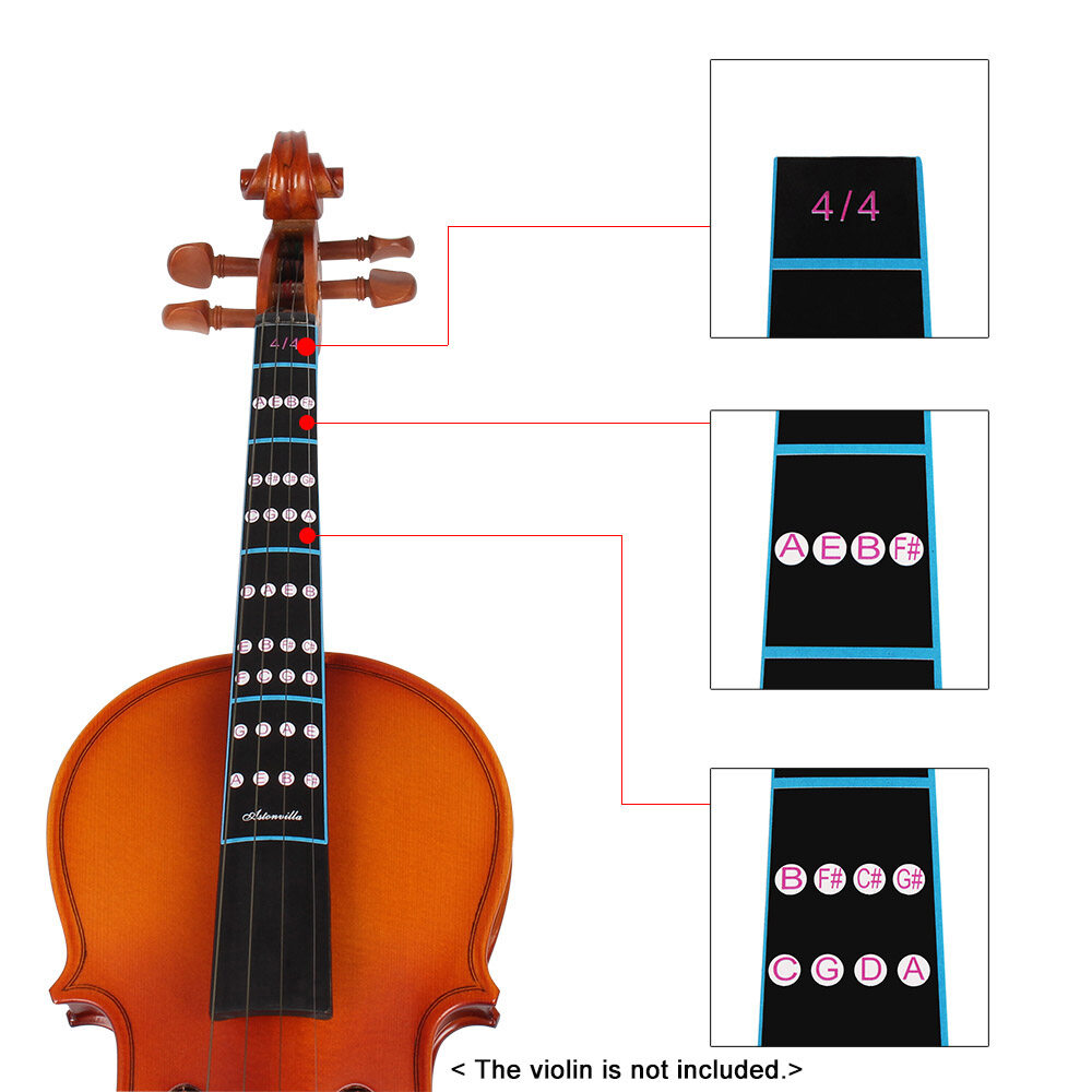 4 4 Violin Fiddle Finger Guide Fingerboard Sticker Label Intonation
